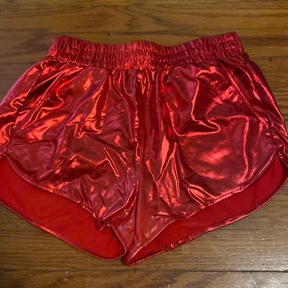 Shorts | Red Metallic Shorts | Poshmark